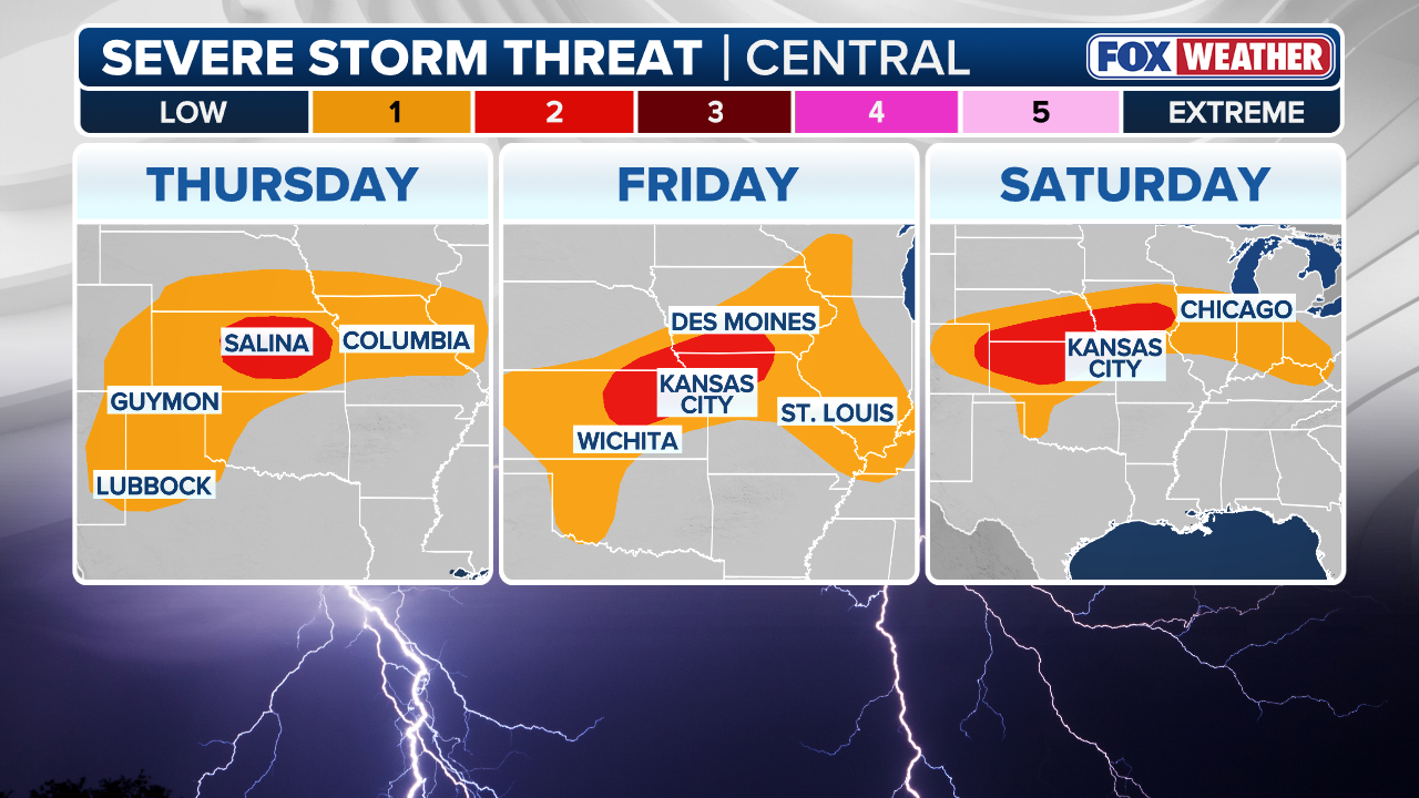 Rounds of severe storms to stretch across Central US as multi-day ...